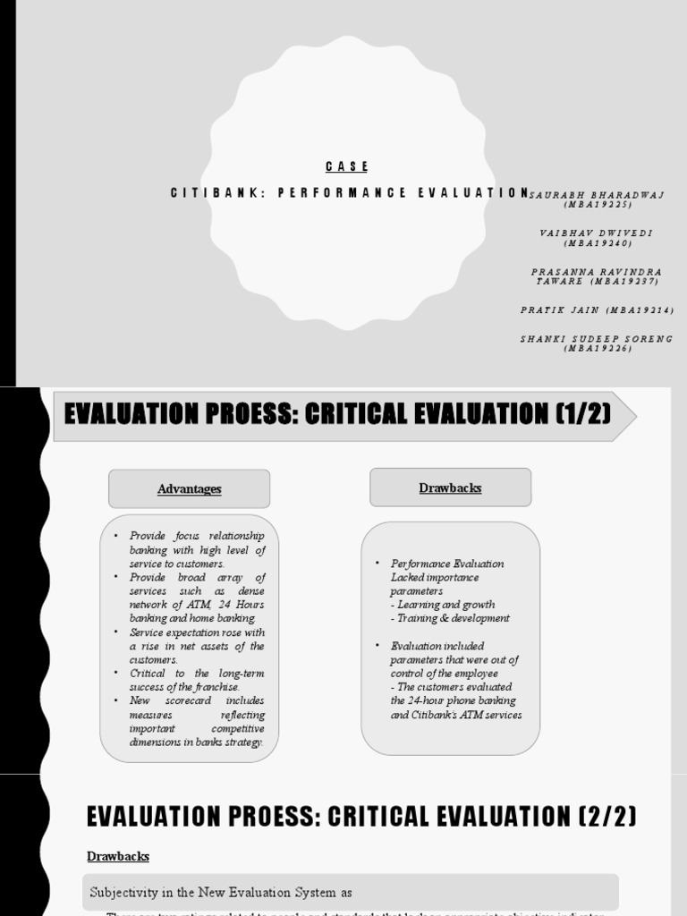 Case Citibank: Performance Evaluation: Saurabh Bharadwaj (M B A 1 9 2 2 5) | PDF | Performance ...