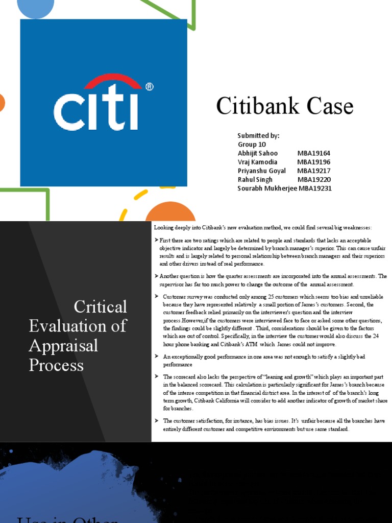 Citibank Case | PDF | Performance Appraisal | Customer Satisfaction