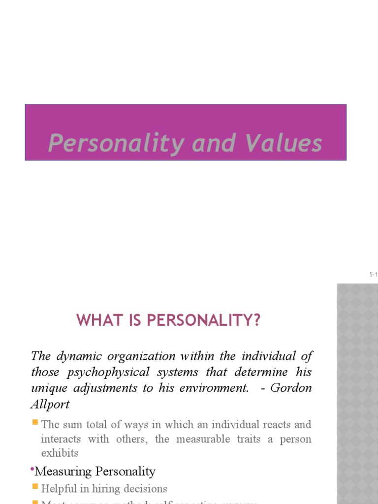 Ch 05 Personality And Values Pdf Value Ethics Psychological