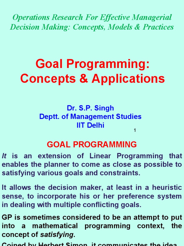 Goal Programing | Download Free PDF | Mathematical Optimization | Cognition