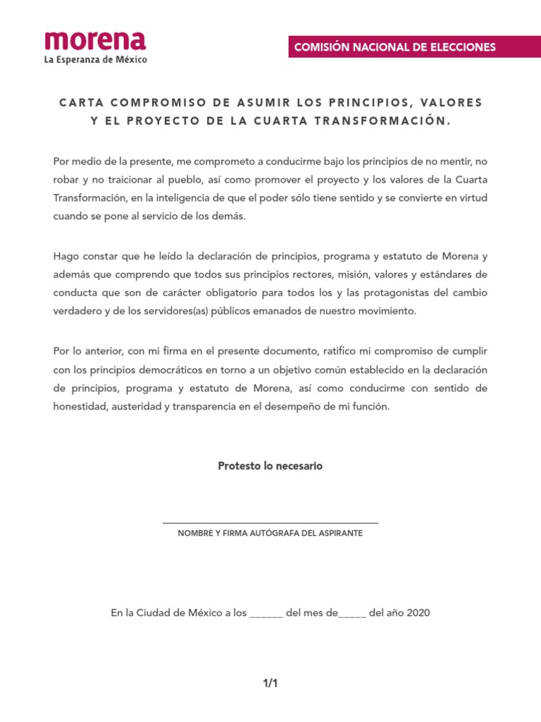 6 - Carta Valores Morena 4T Cne | PDF