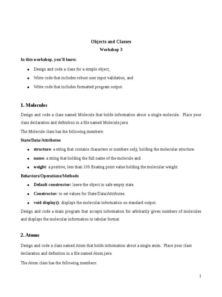 Molecules Objects And Classes Descargar Gratis Pdf Programming Constructor Object