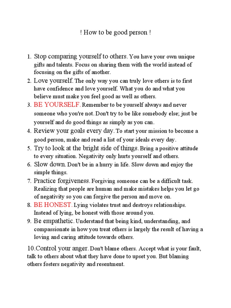 Tips for Becoming a Good Person | PDF | Career & Growth | Lifestyle
