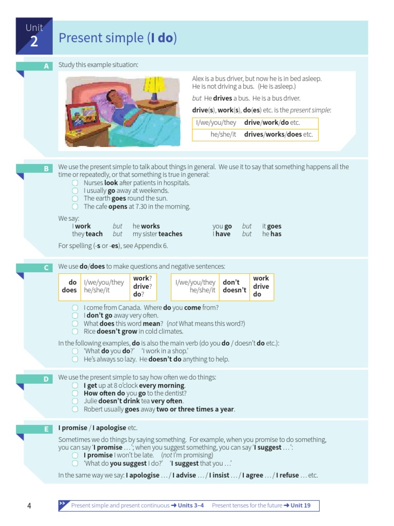 Present Simple (I Do) : Present Simple and Present Continuous Units 3-4 ...