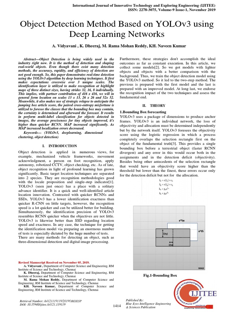 Object Detection Method Based On YOLOv3 Using - Deep Learning Networks ...
