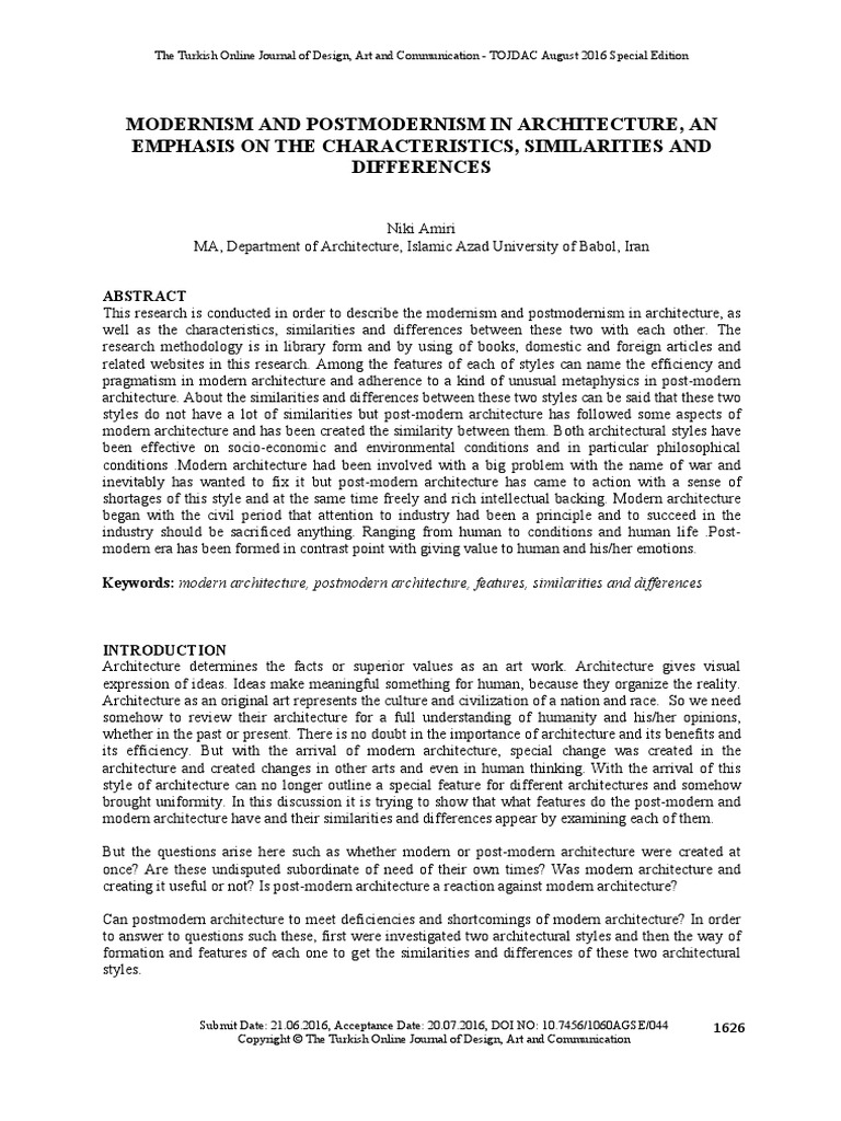 Modern Vs Post Modern | PDF | Postmodernism | Modernism