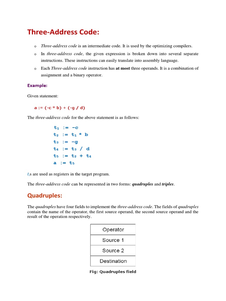 Three Address Code | PDF | Pointer (Computer Programming) | Assembly ...
