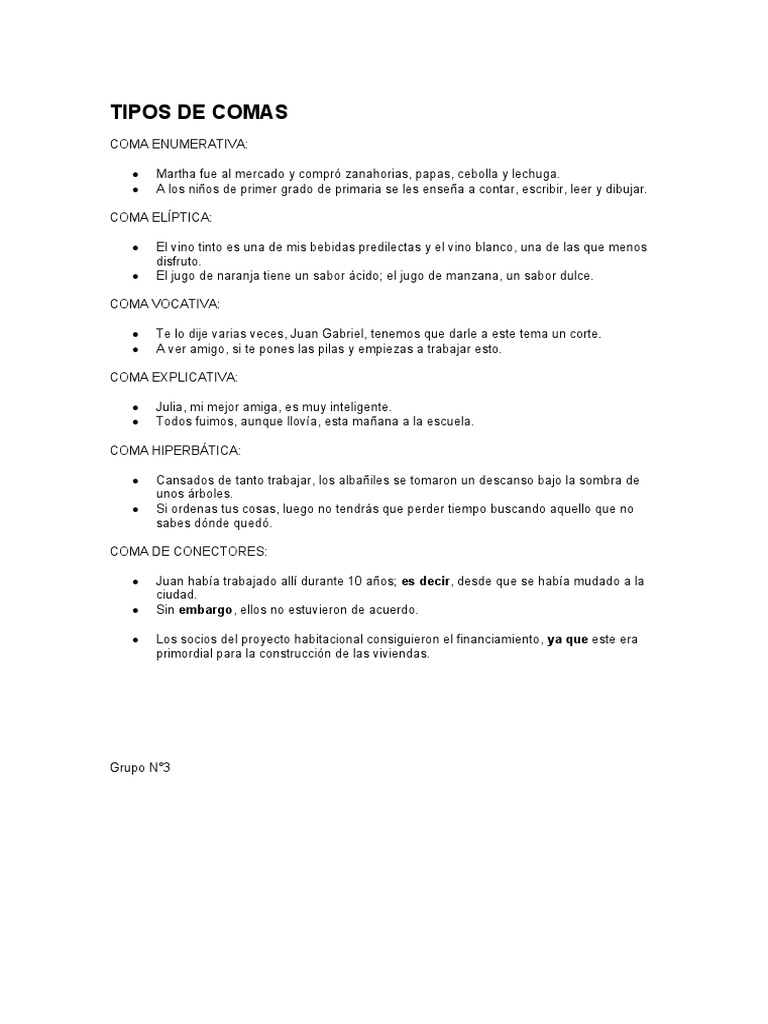 Tipos de Comas y Ejemplos | PDF