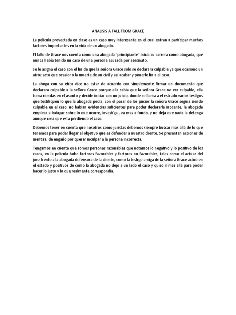 Analisis A Fall From Grace | PDF