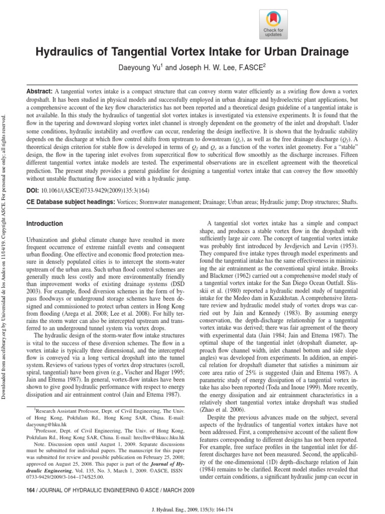 8.hydraulics of Tangential Vortex Intake For Urban Drainage | PDF ...
