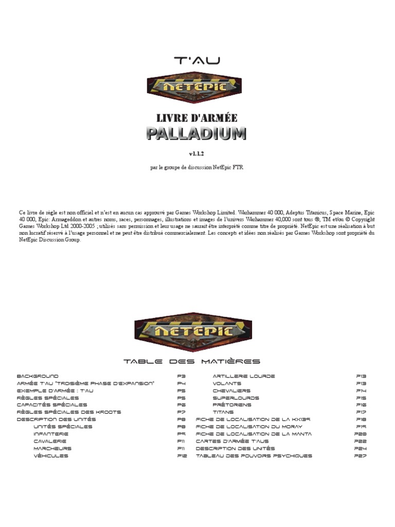 Codex Tau Palladium v1.1 | PDF | Tireur d'élite | Drone