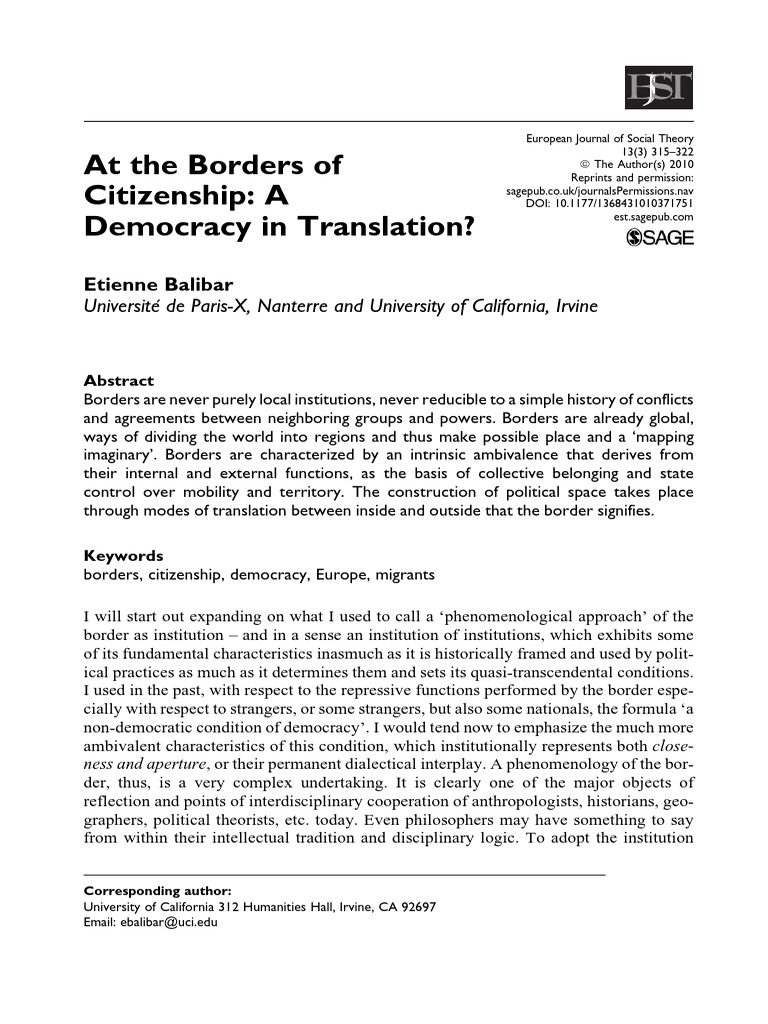 Exploring Borders and Citizenship Dynamics | PDF | Nation | Citizenship