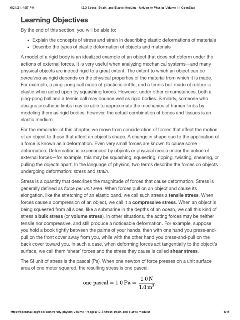 Understanding Stress, Strain and Elastic Modulus: A Fundamental Explanation of How Forces Deform ...