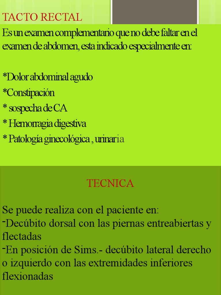 Tacto Rectal | PDF | Abdomen | Especialidades Medicas