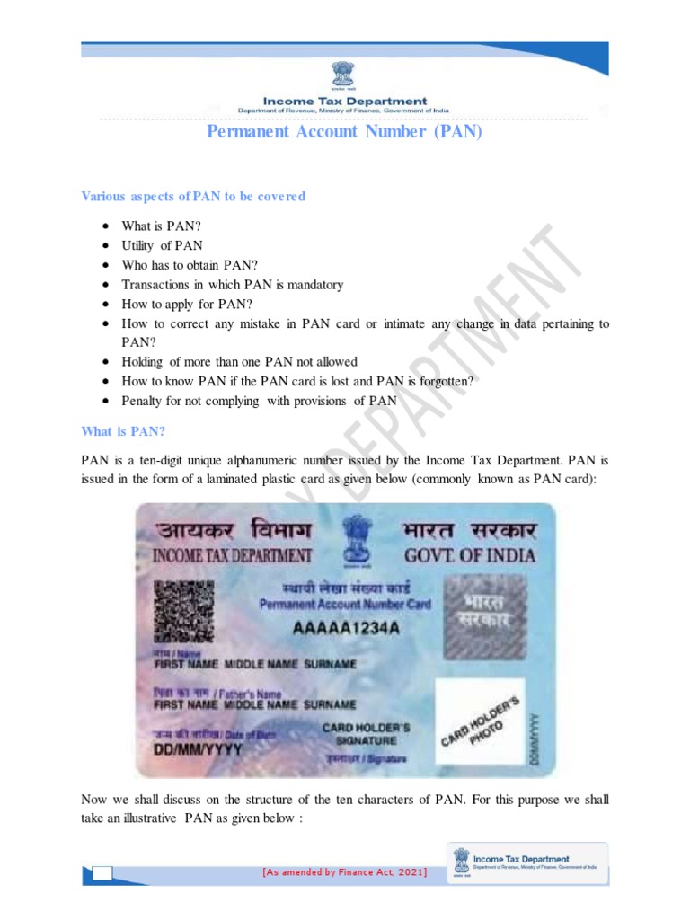 Pan Card Explained Fully | Download Free PDF | Banks | Payments