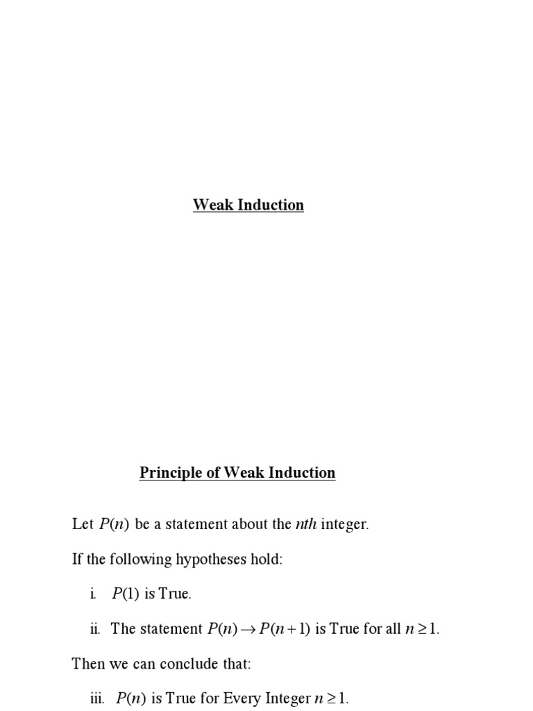 Weak Induction | PDF | Mathematical Proof | Logical Consequence