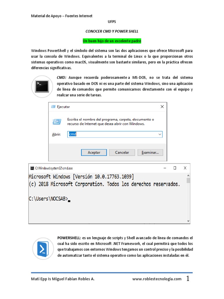 4 Clase Informacion General Del PC Comando SIMBOLO, POWER SHELL y SOFTWARE | PDF | Dos ...