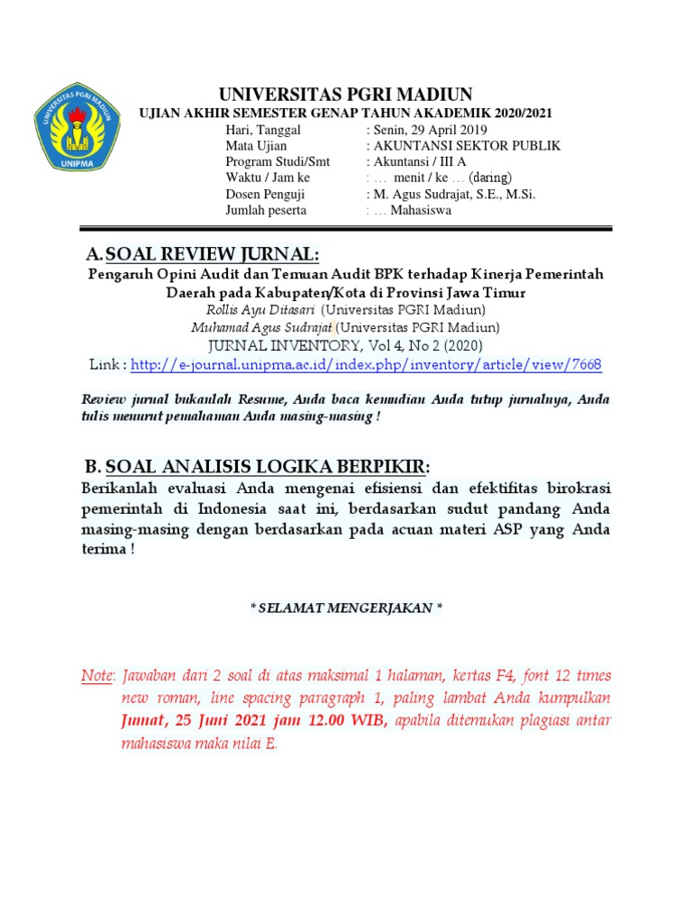 Soal Uas Asp | PDF | Karier & Perkembangan