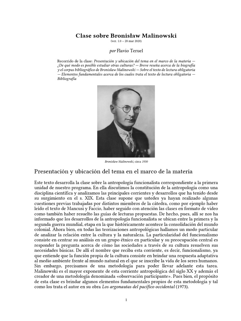 MALINOWSKI | PDF | Etnografía | Antropología