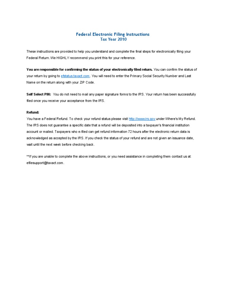 Federal Electronic Filing Instructions | PDF