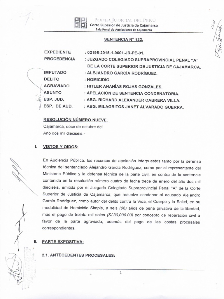 Sentencia De Homicidio Simple Pdf