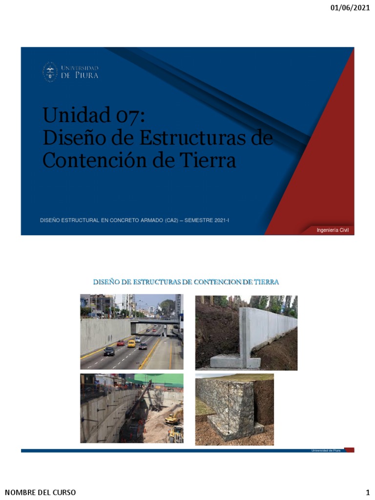 CA2-Clase 07-Muros de Contención | PDF | Fundación (Ingeniería) | Ingeniería geotécnica