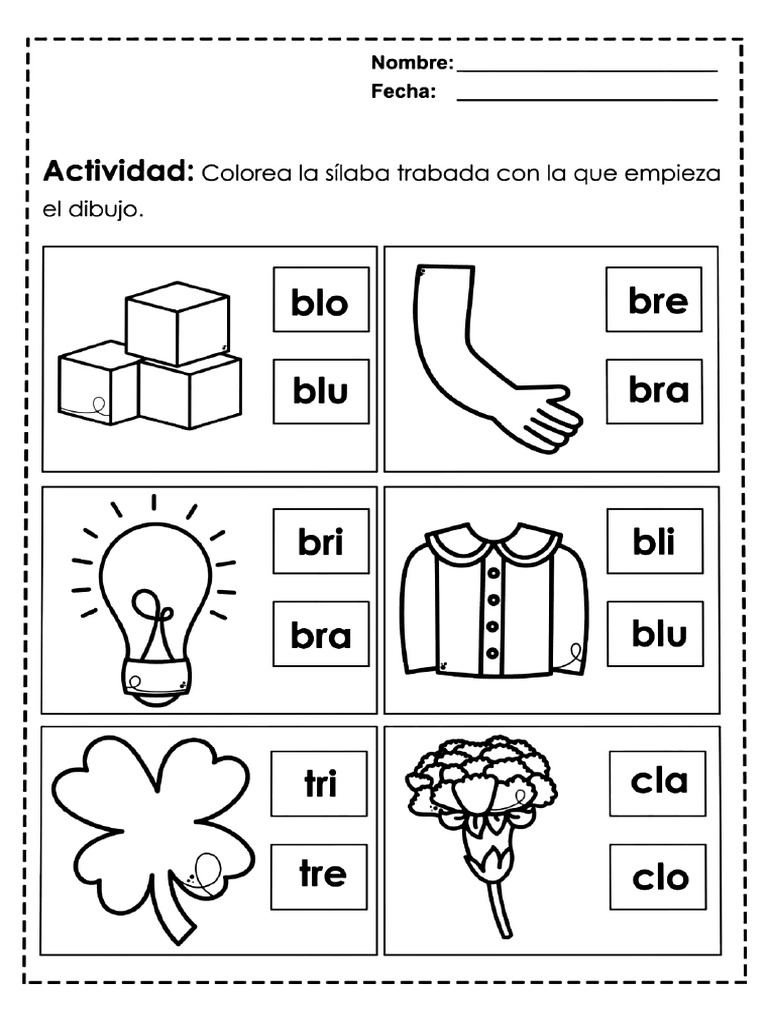 01-Actividades para Trabajar Silabas Trabadas | PDF
