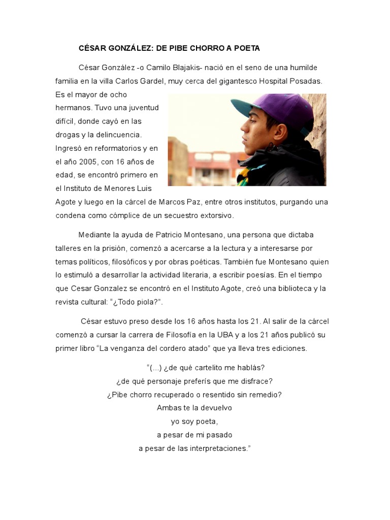 De Pibe Chorros a Poeta: César González | PDF