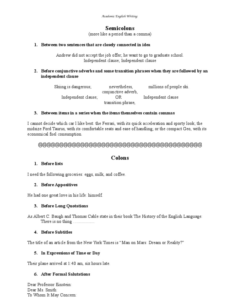 Colons&semicolons | PDF