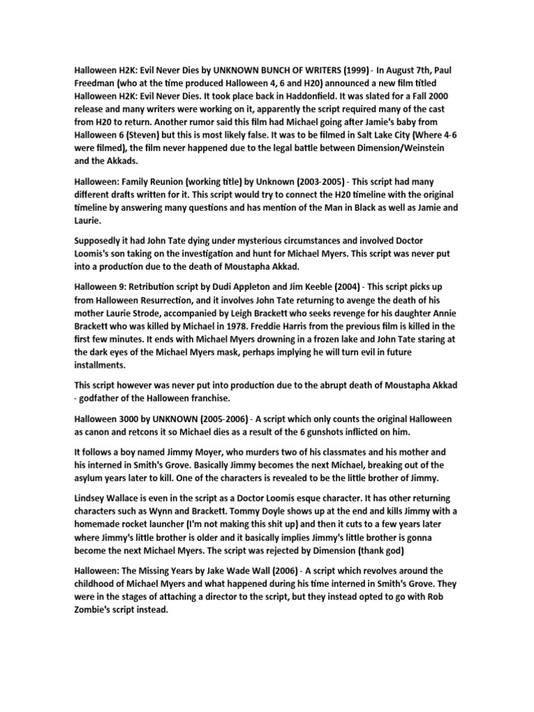 Halloween Unseen Scripts 2099 | PDF | Mystery, Thriller & Crime Fiction ...