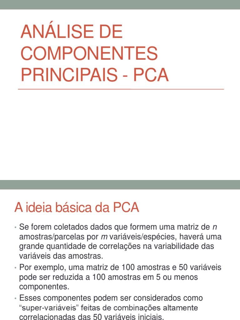 Aula 5 Análise de Componentes Principais - PCA | PDF | Análise de ...