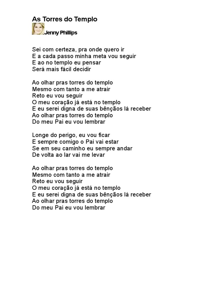 LETRA - As Torres Do Templo | PDF