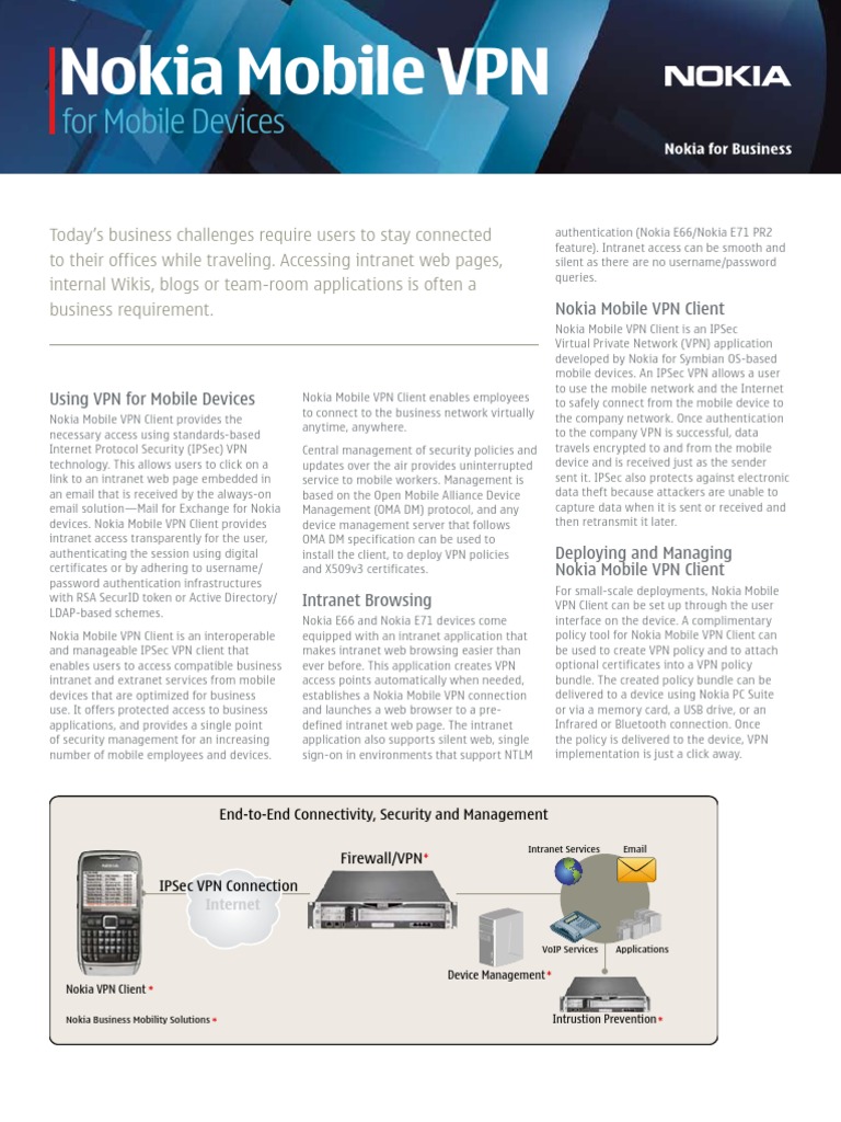 Datasheet Nokia Mobile VPN | PDF | Virtual Private Network | Computer ...