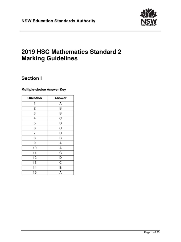 2019 HSC Mathematics STD 2 MG | PDF | Mathematics