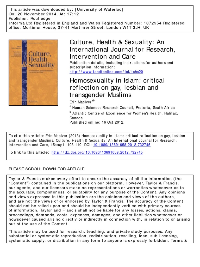 Homosexuality in Islam Critical Reflection On Gay, Lesbian and ...