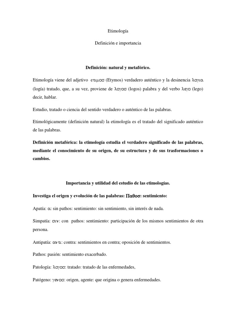 Etimología, Definición e Importancia | PDF | Ciencias sociales | Filosofía