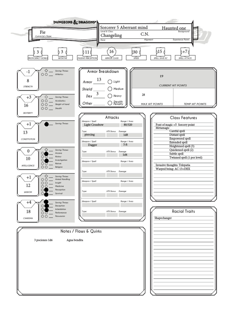 Dnd-Character-Sheet Fie | PDF