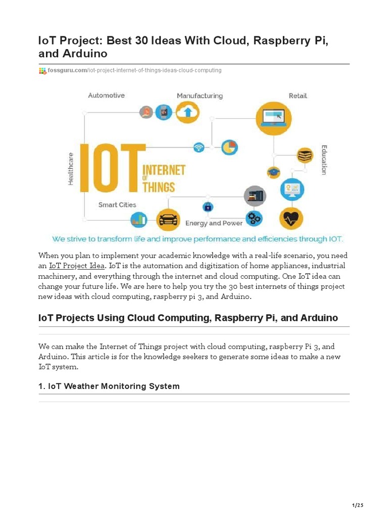 Top 30 IoT Project Ideas with Pi & Arduino | PDF | Internet Of Things ...