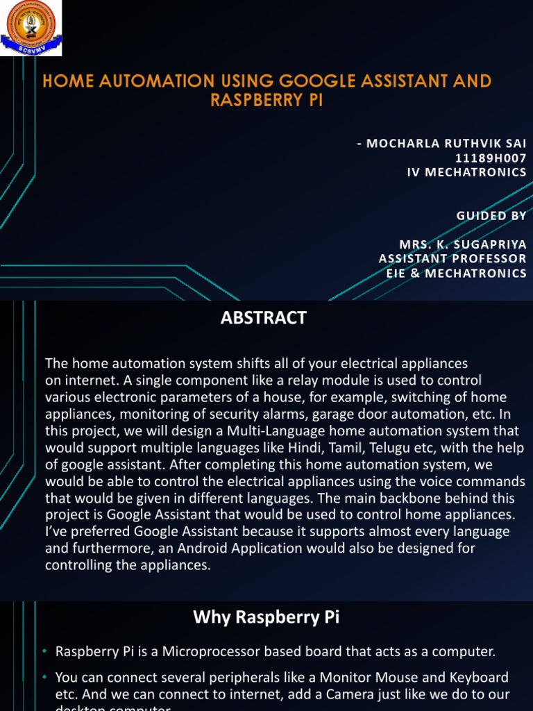Home Automation Using Google Assistant and Raspberry Pi | PDF ...