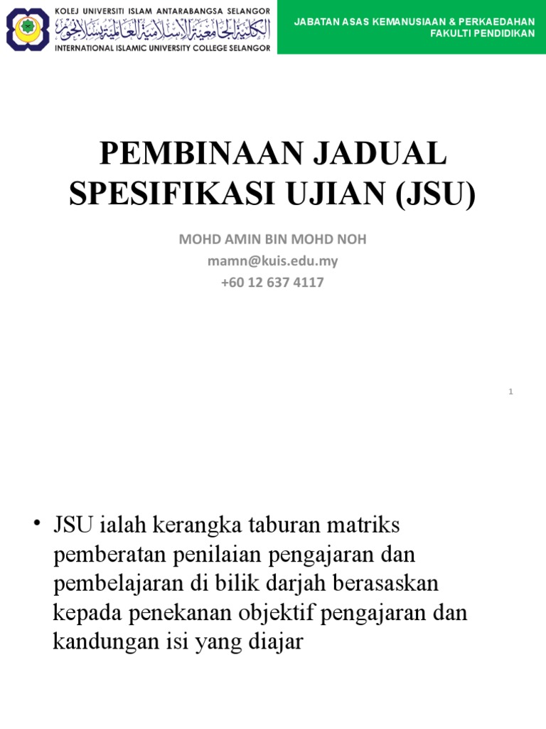 3 Pembinaan Jadual Spesifikasi Ujian (JSU) | PDF