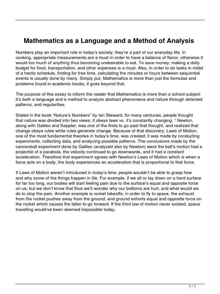 Mathematics Helps Predict The Behavior of Nature and Phenomena in The ...