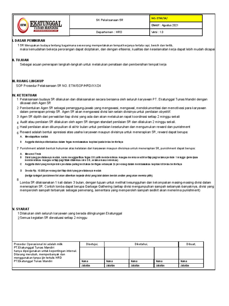 SK Pelaksanaan 5R | PDF