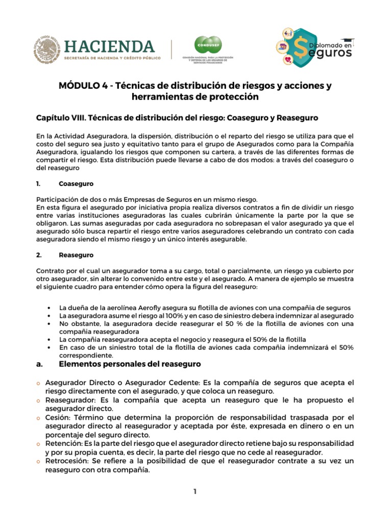 Modulo 4 Diplomado Pdf Reaseguro Seguro 9746