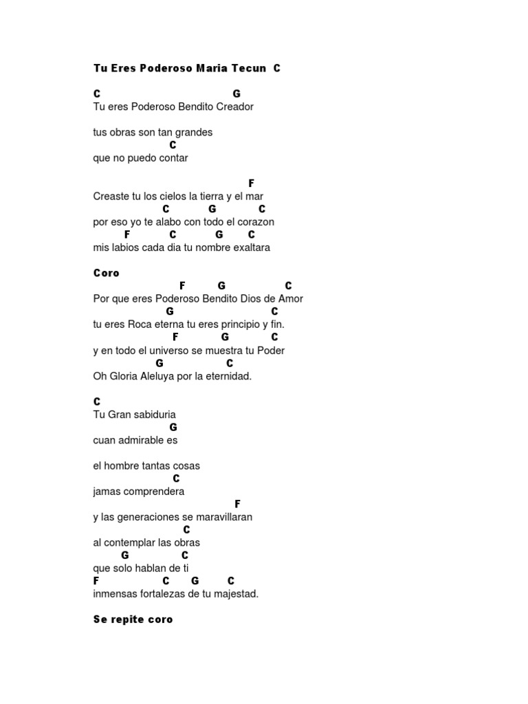 Tu Eres Poderoso Maria Tecun C | PDF