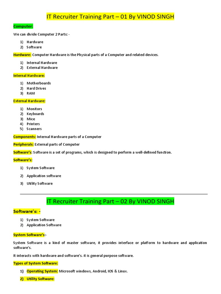 IT Recruiter Training Guide | PDF | Web Application | Application Software