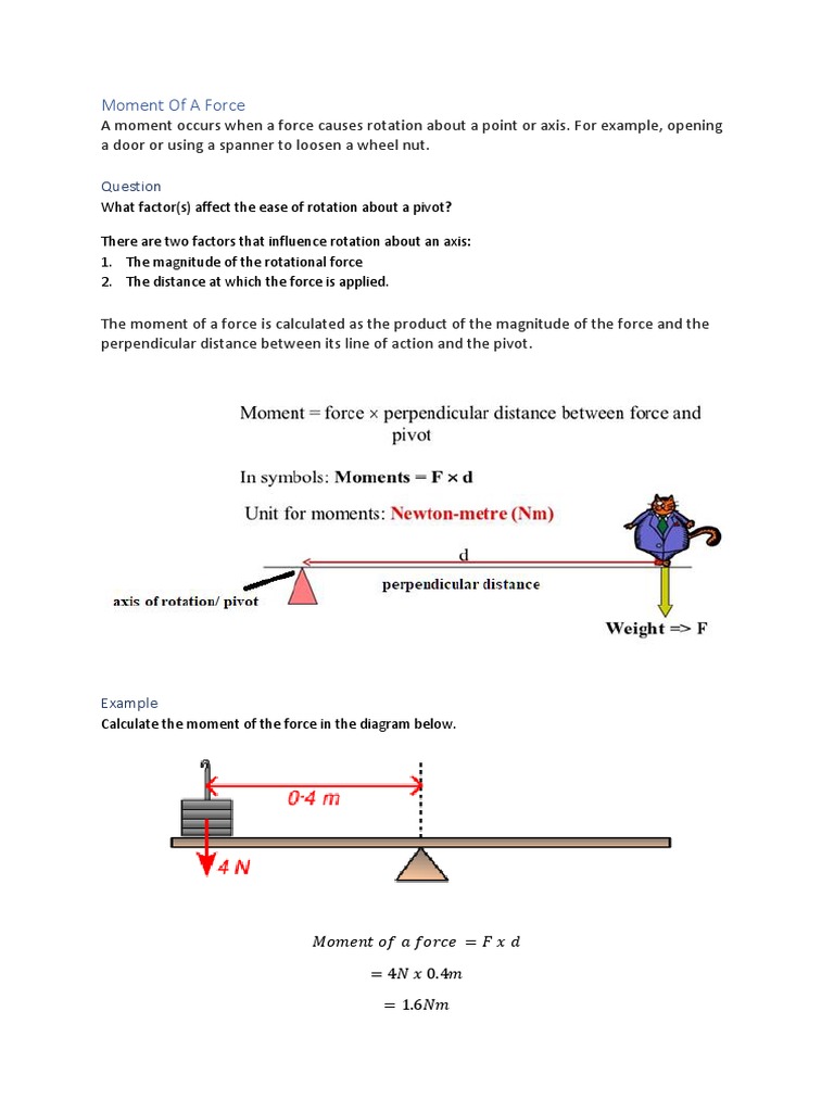 Moment of A Force (With Worked Examples) | PDF | Force | Torque