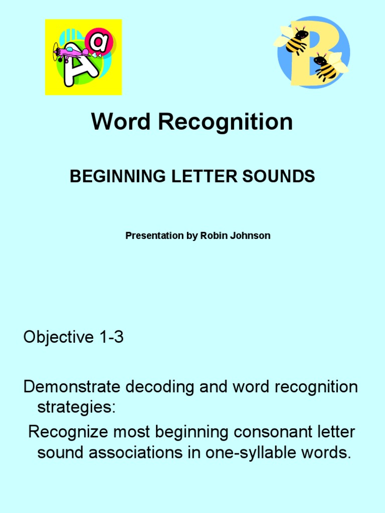 Word Recognition: Beginning Letter Sounds | PDF | Language Arts ...