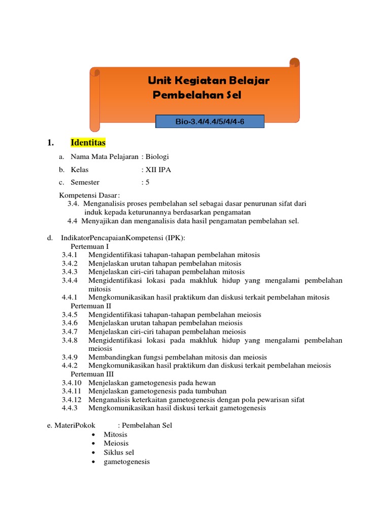 3.4 UKBM Pembelahan Sel | PDF