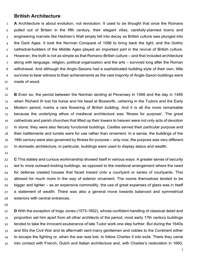 Reading Practice 3 - British Architecture | PDF