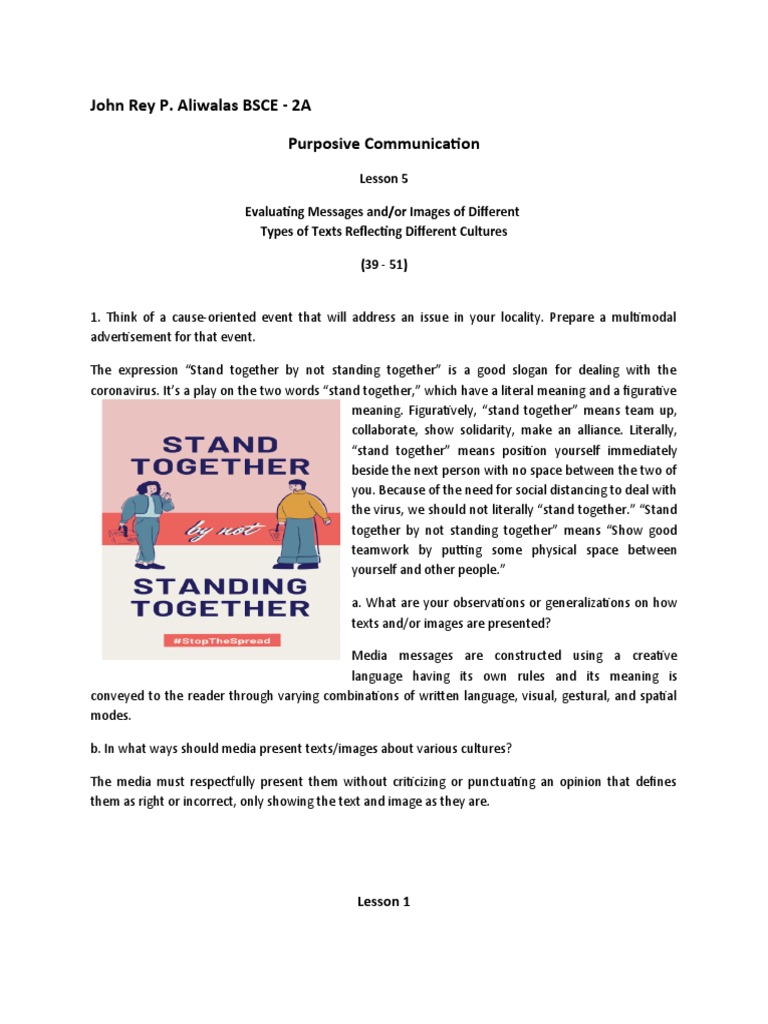 Purposive Communication - Aliwalas | PDF | Persuasion | Communication